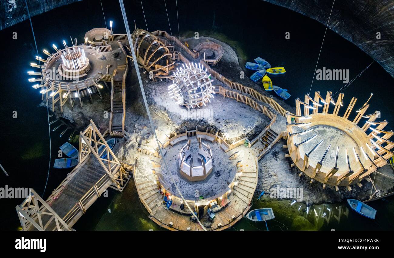 Breathtaking structures of salt mine in Romania Stock Photo - Alamy