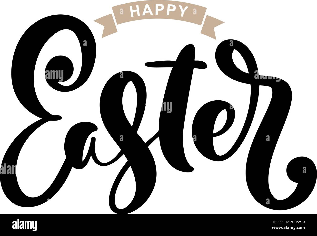 Happy Easter Vector Hand drawn lettering text for Greeting Card ...