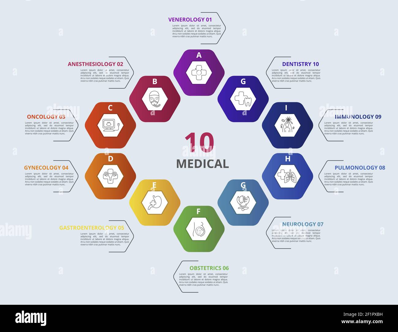 Infographic Medical template. Icons in different colors. Include ...
