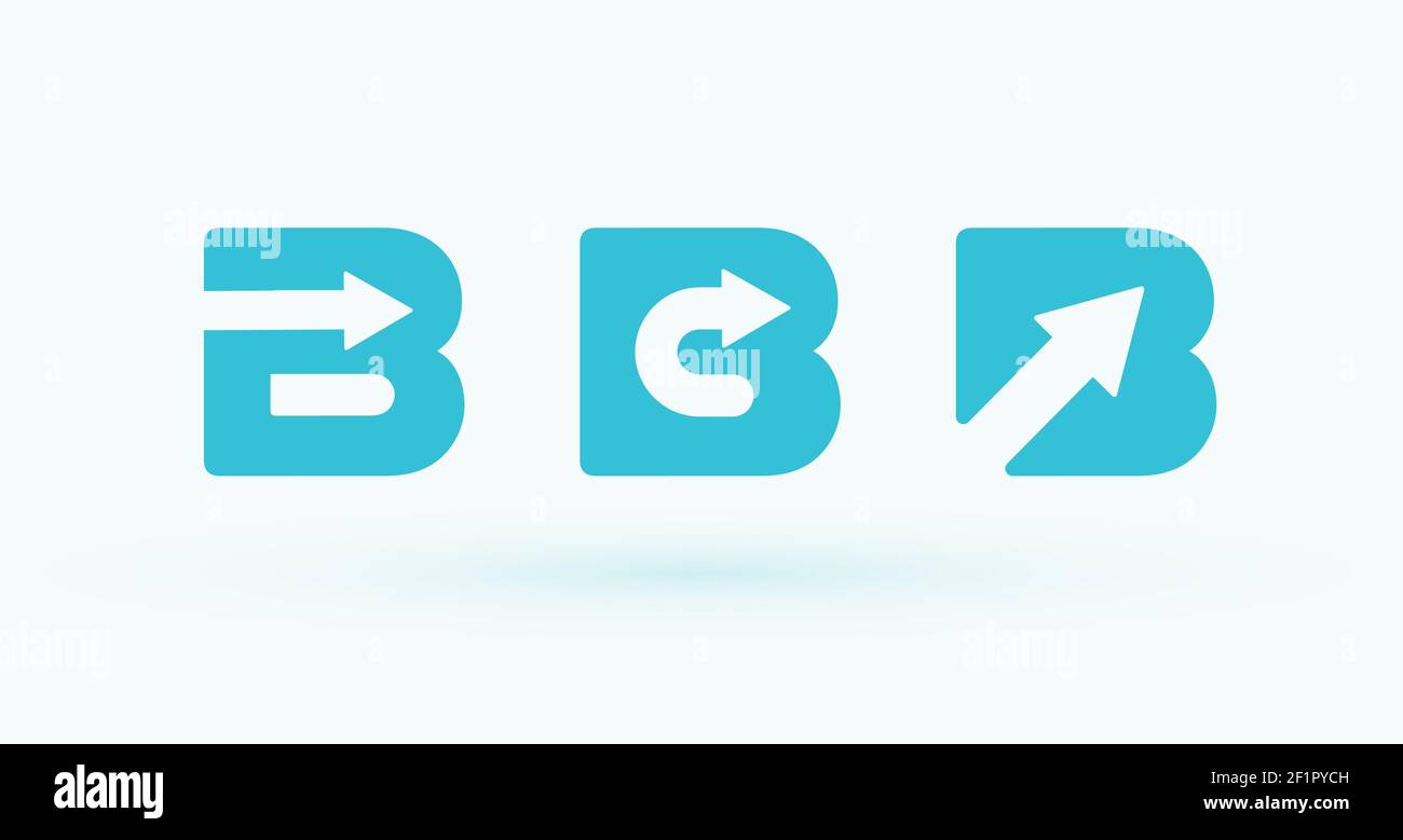 Letter B set with arrow inside, flat cartoon style vector logo concept ...