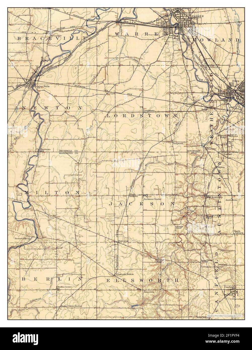 Warren, Ohio, map 1908, 1:62500, United States of America by Timeless ...