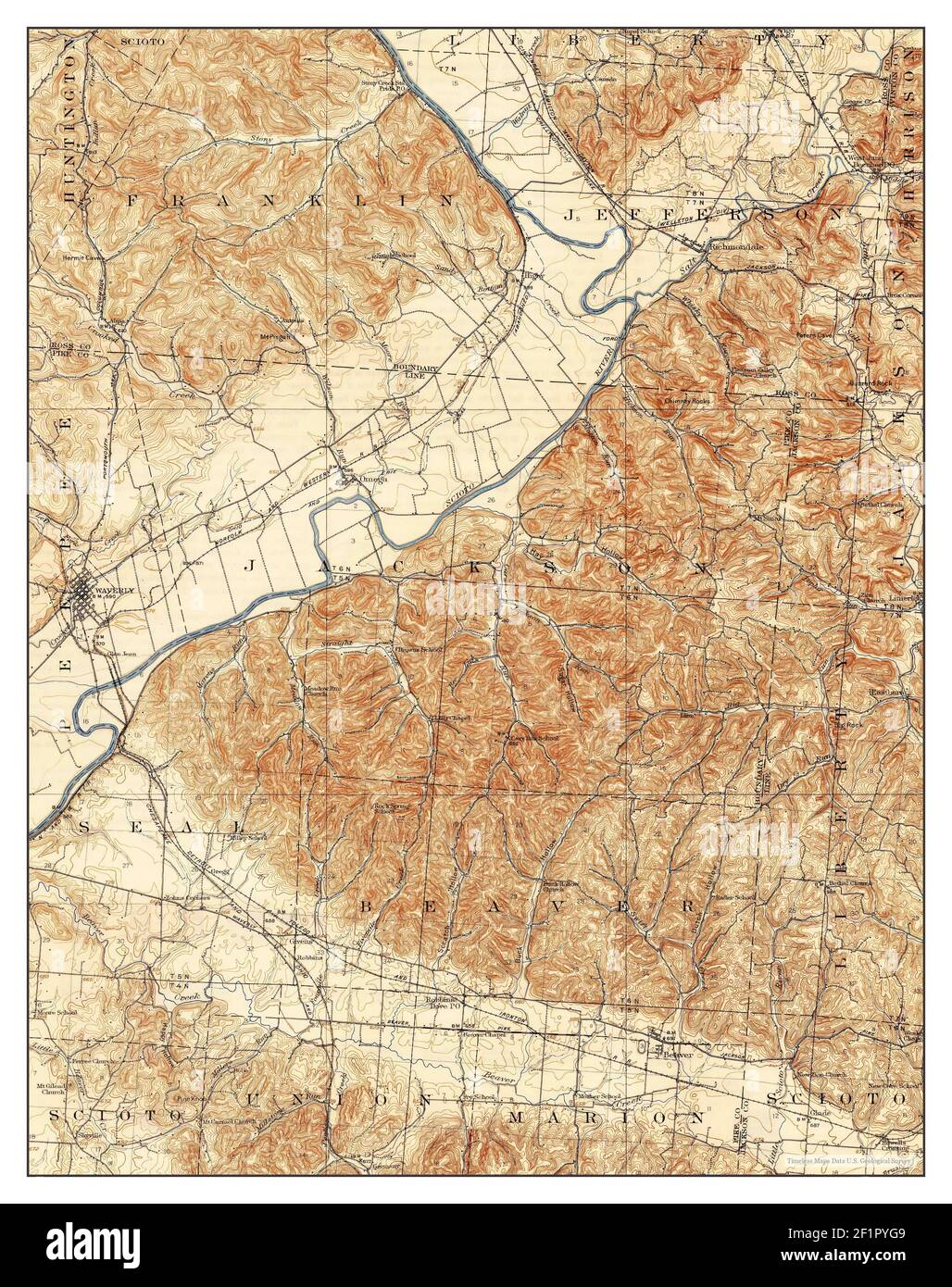 Waverly, Ohio, map 1908, 1:62500, United States of America by Timeless ... Waverly, Ohio, map 1908, 1:62500, United States of America by Timeless ...
