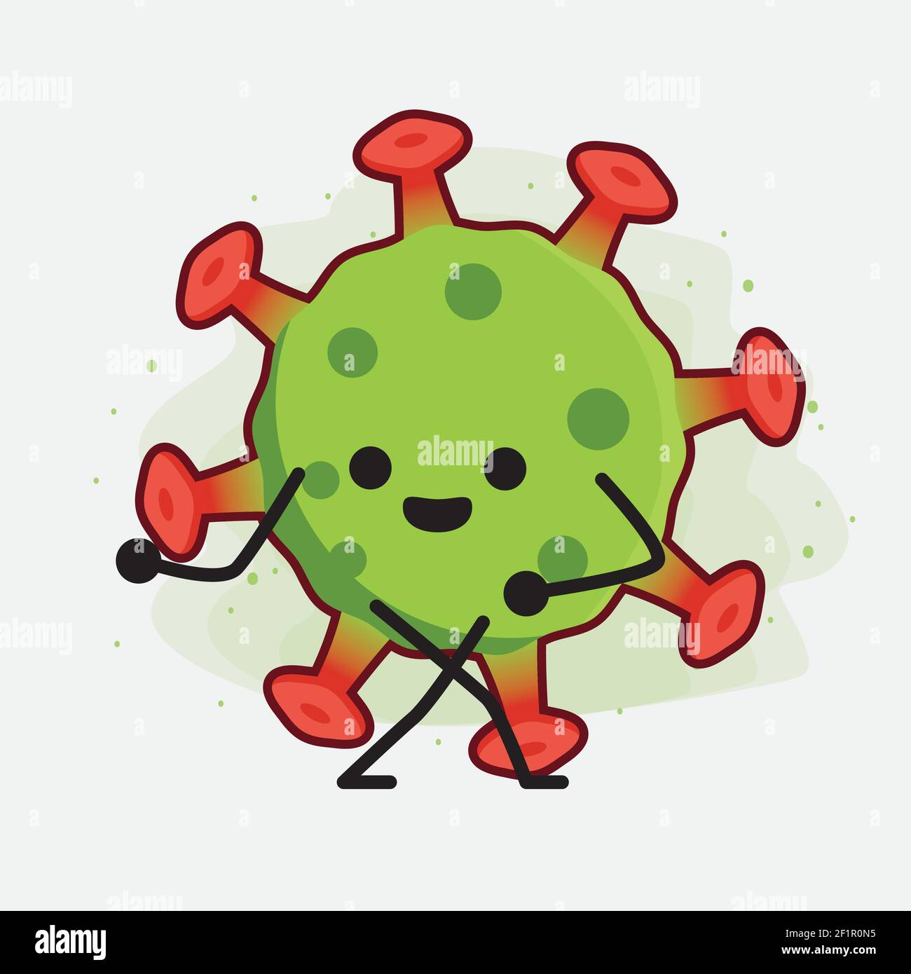 Vector Illustration of Green Virus Character with cute face, simple ...