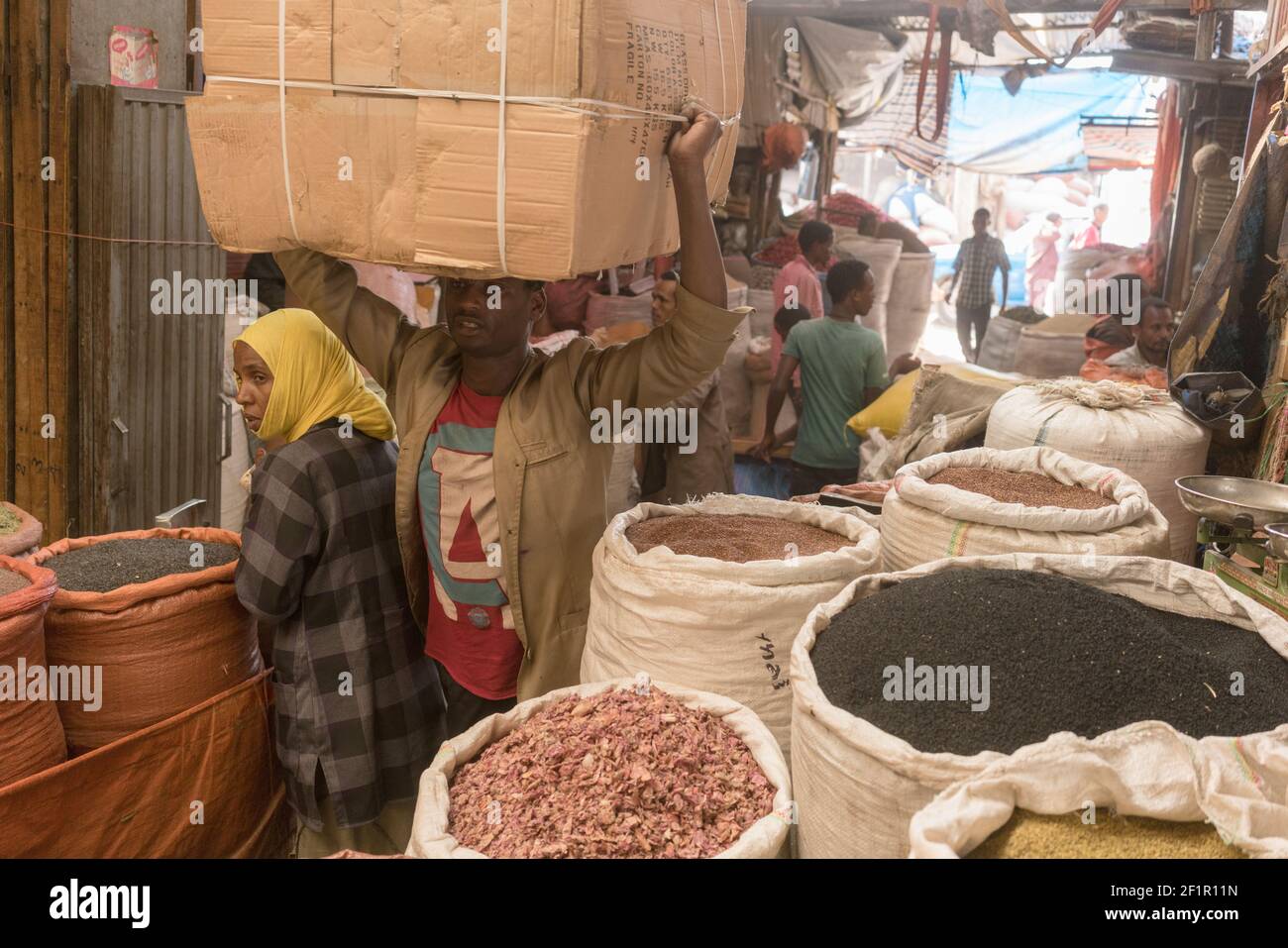 Ethiopia, Addis Ababa - Grains for sale inside Addis Merkato, the ...