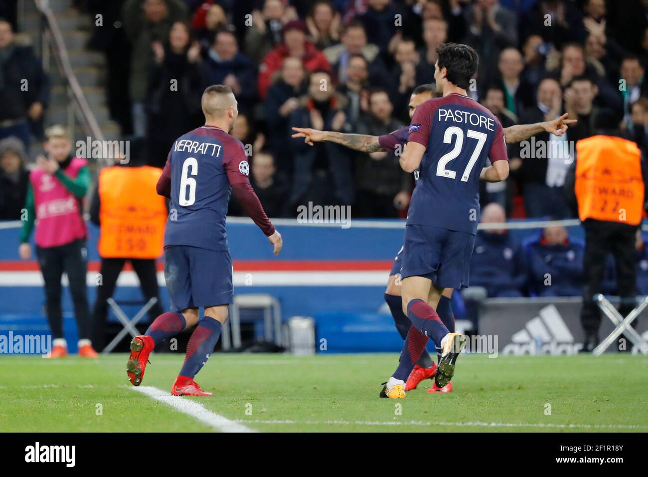 Marco Verratti (psg) scored a goal, celebration with Daniel Alves da ...