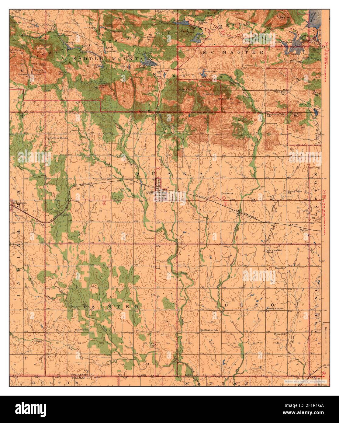 Cache, Oklahoma, map 1942, 1:62500, United States of America by ...