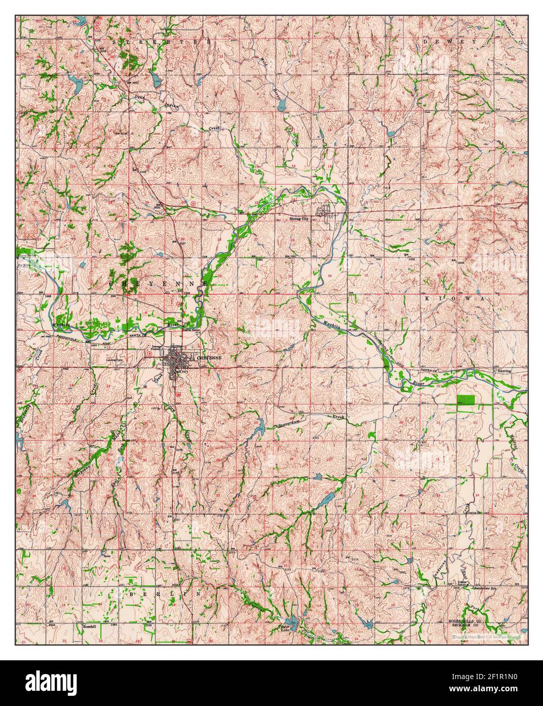 Map of cheyenne oklahoma hi-res stock photography and images - Alamy