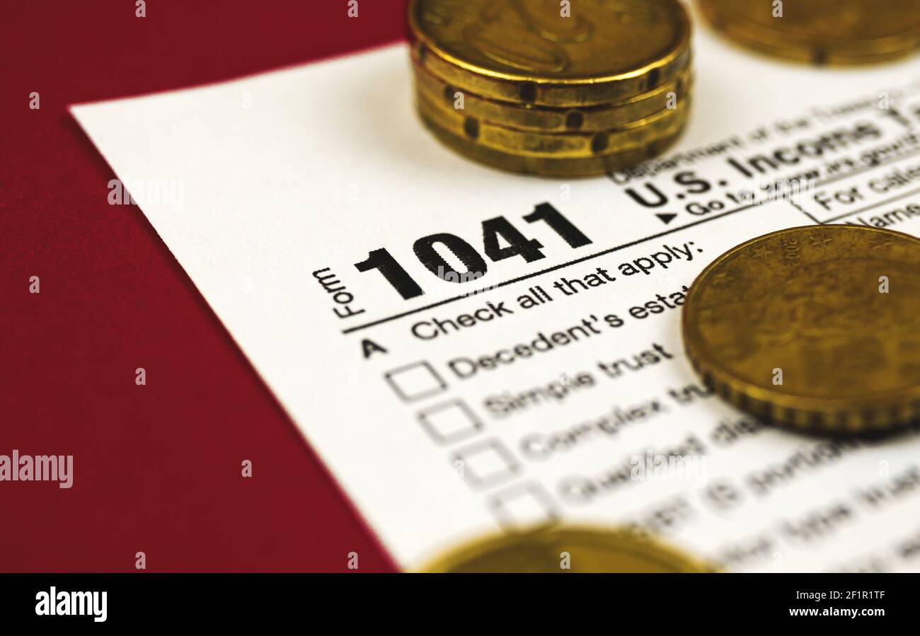 Tax form 1041, US Income tax return for estates and trusts, close up ...