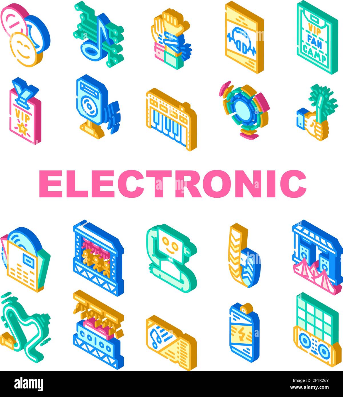 Electronic Dance Music Collection Icons Set Vector Stock Vector Image ...