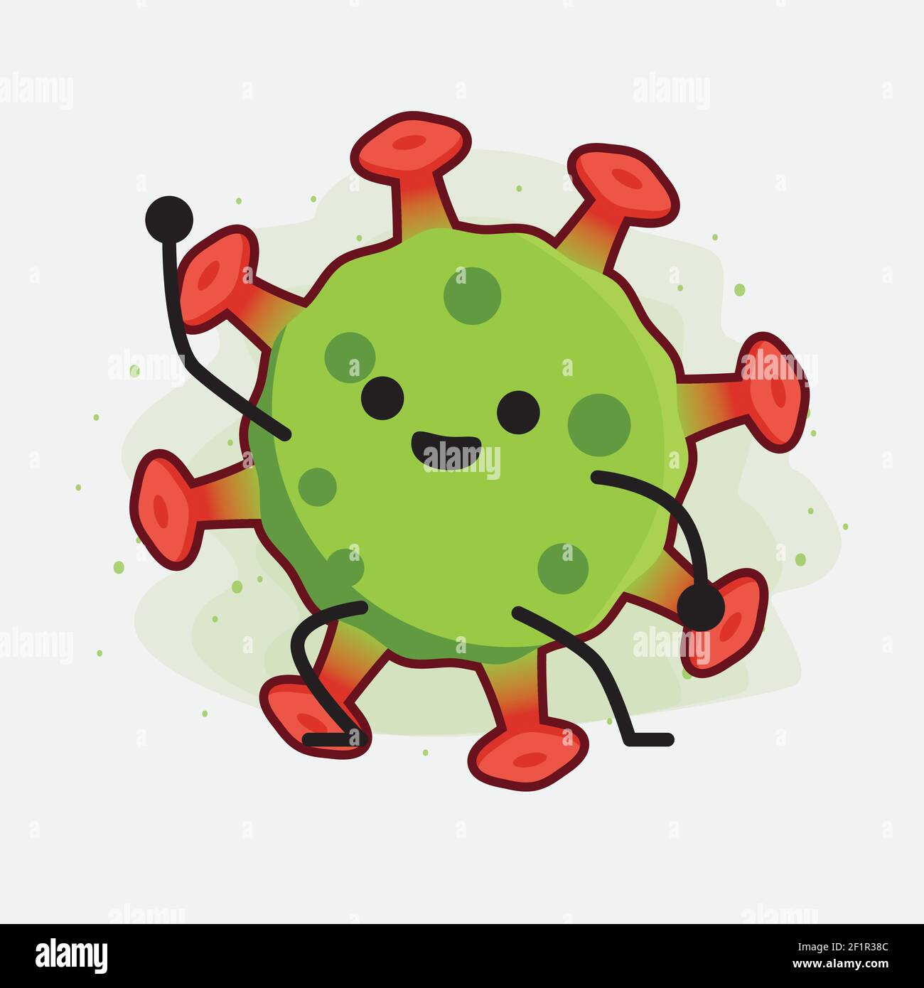 Vector Illustration of Green Virus Character with cute face, simple ...