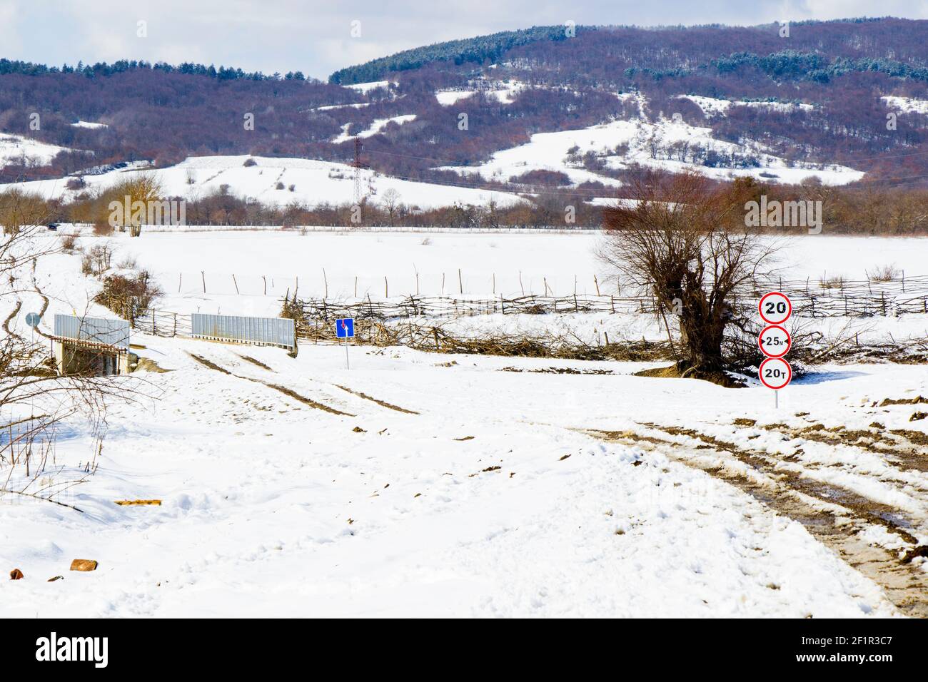 Winter landscape and view, sunlight and snow in Georgia, mountain ...