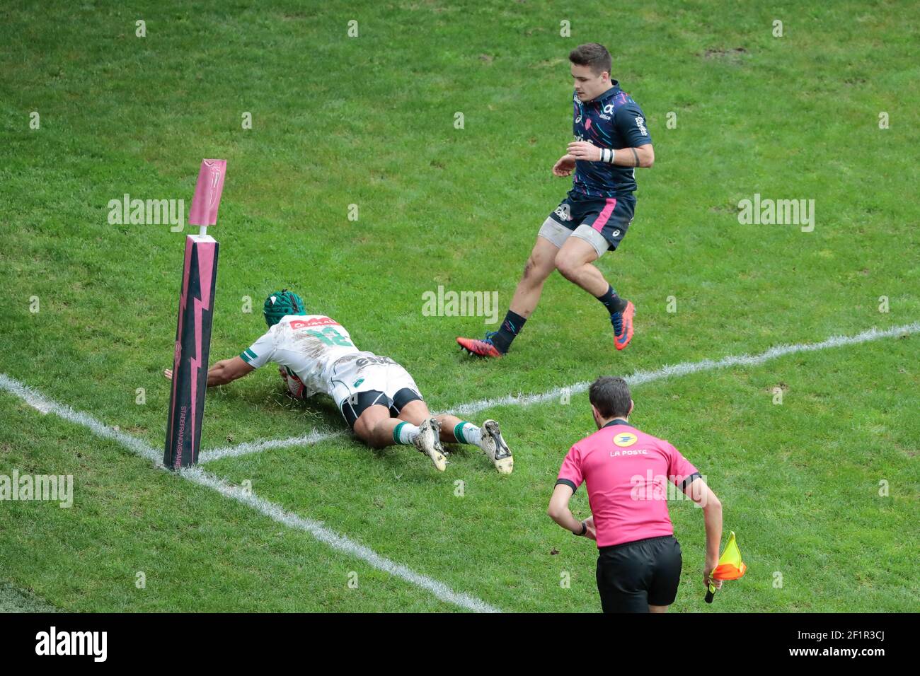 Benson Stanley (Section Paloise - PAU) scored a try during the French ...