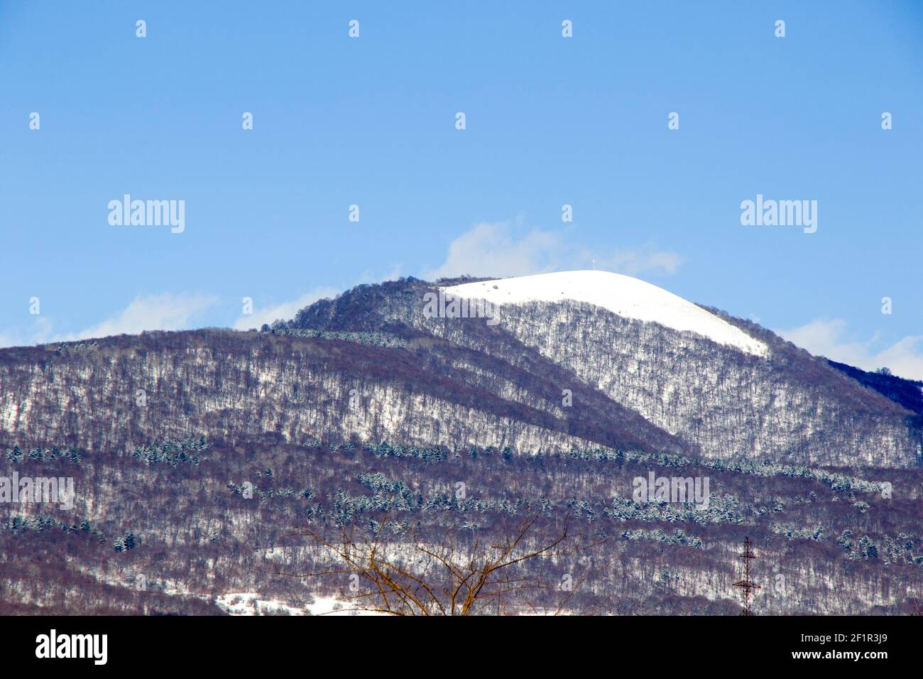 Winter landscape and view, sunlight and snow in Georgia, mountain ...