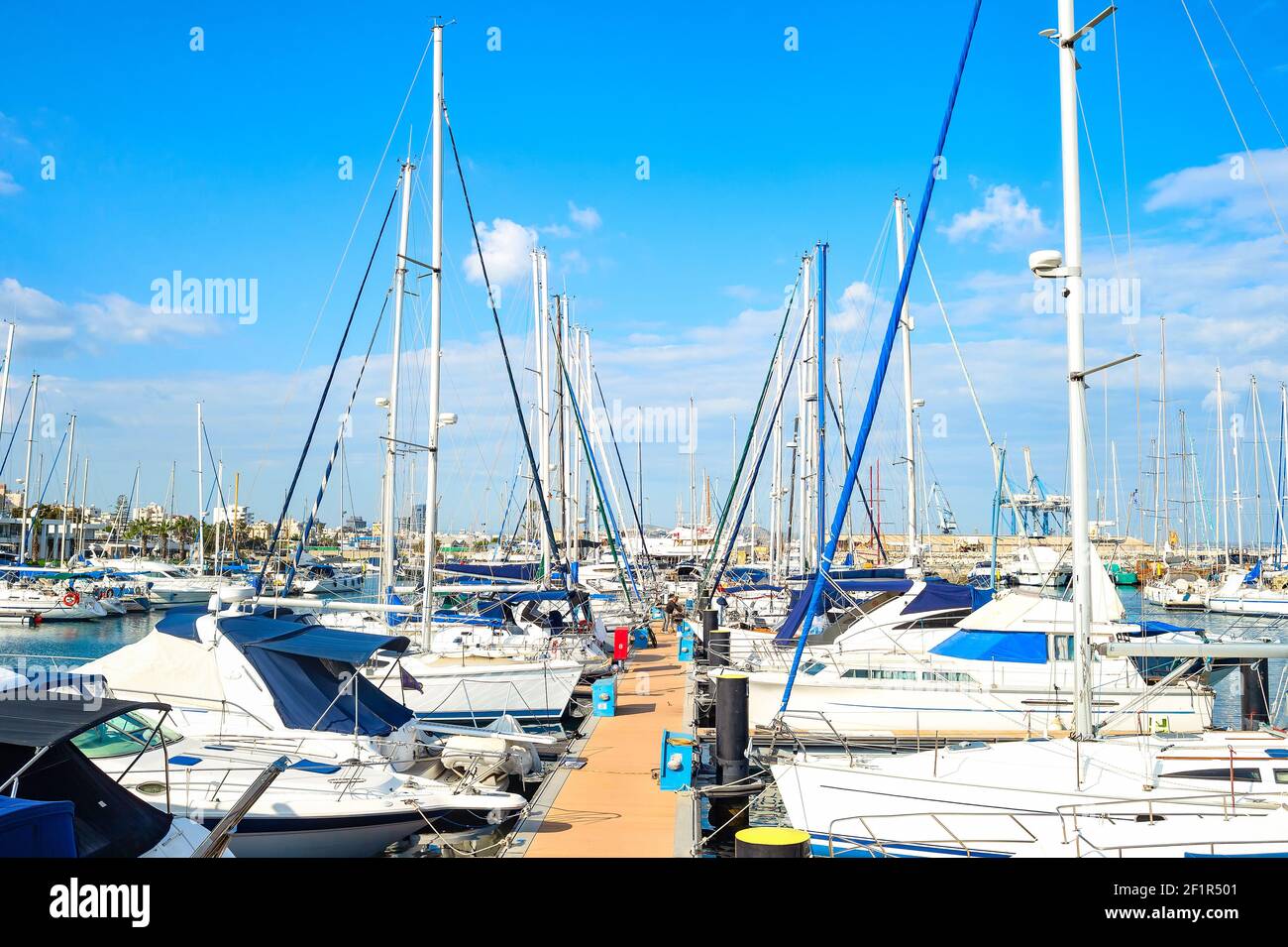 Yachts, motorboats, marina, pier, Cyprus Stock Photo - Alamy