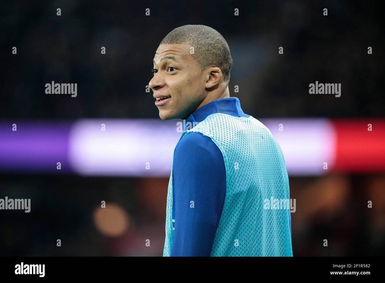 Kylian Mbappe (PSG) at warm up during the French championship L1 ...