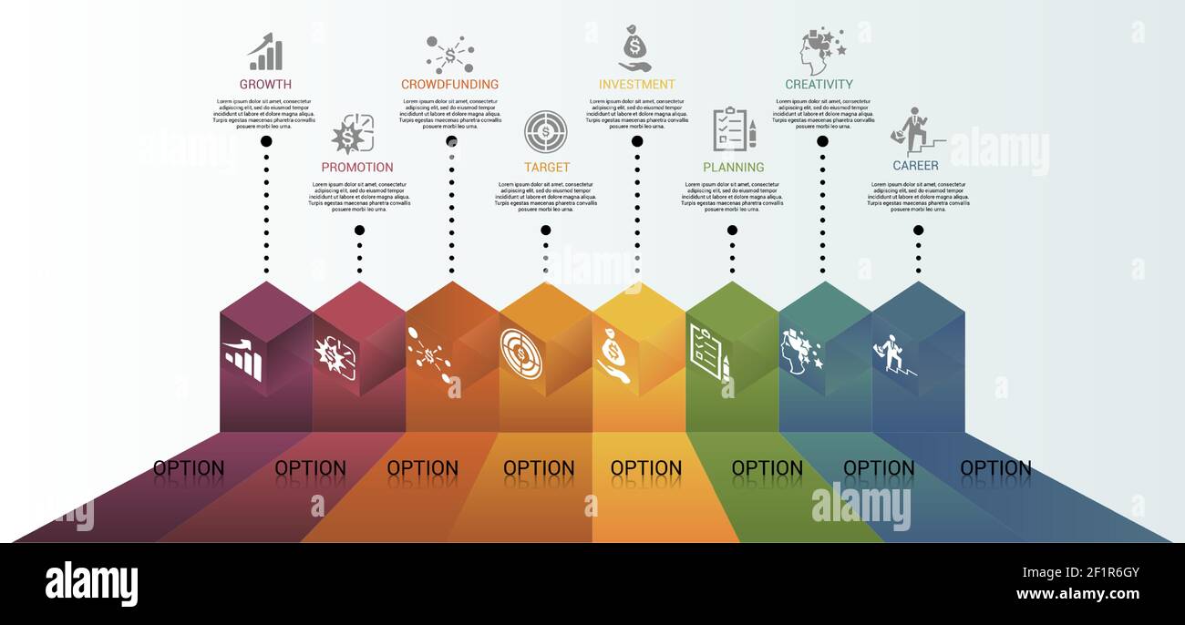 Infographic Startup template. Icons in different colors. Include ...