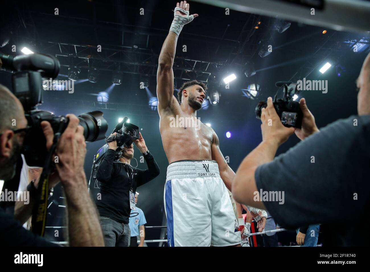 Tony Yoka (fra) during the Boxing event, La Conquete Tony Yoka, round 5 ...