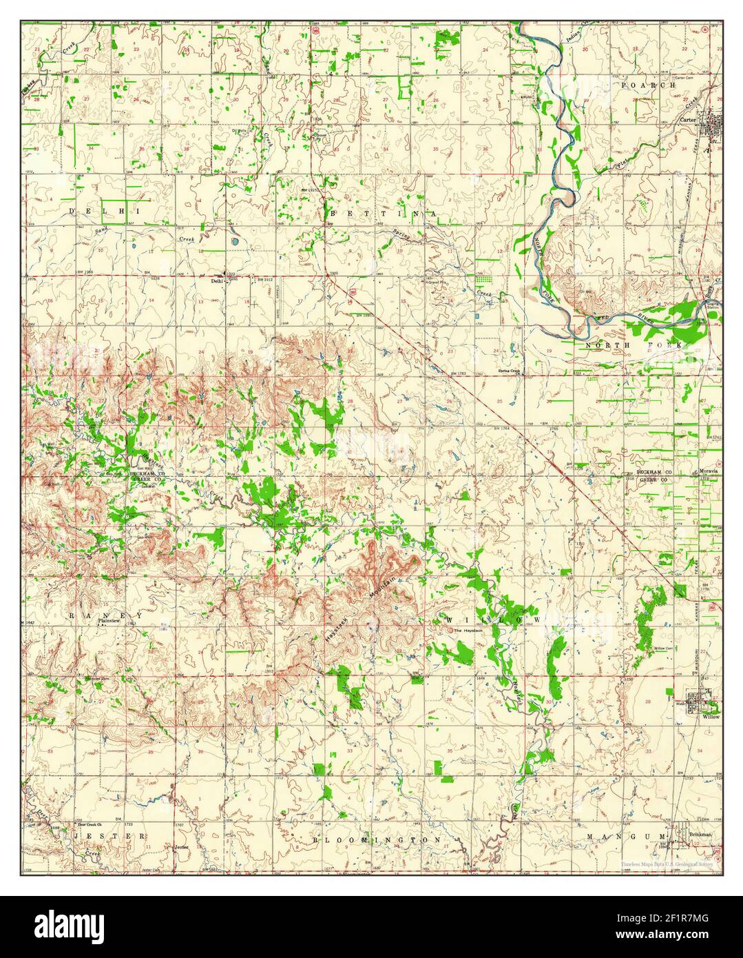 Map of willow oklahoma Cut Out Stock Images & Pictures - Alamy