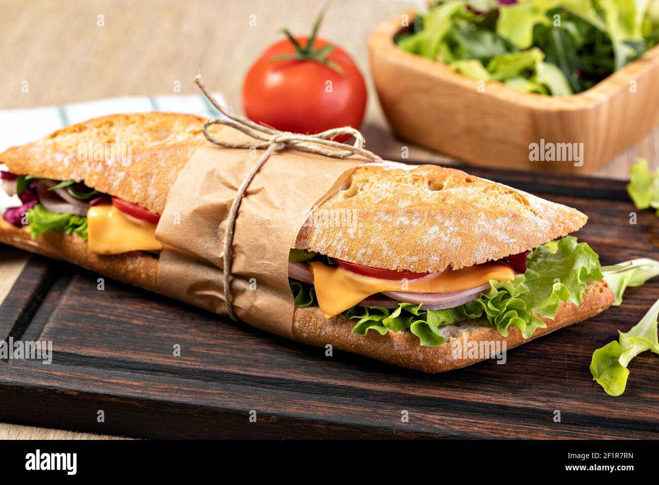 Fresh submarine sandwich Stock Photo - Alamy
