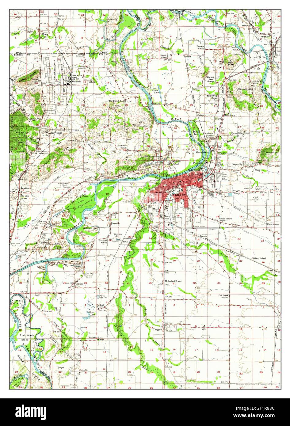 Albany, Oregon, map 1957, 1:62500, United States of America by Timeless ...