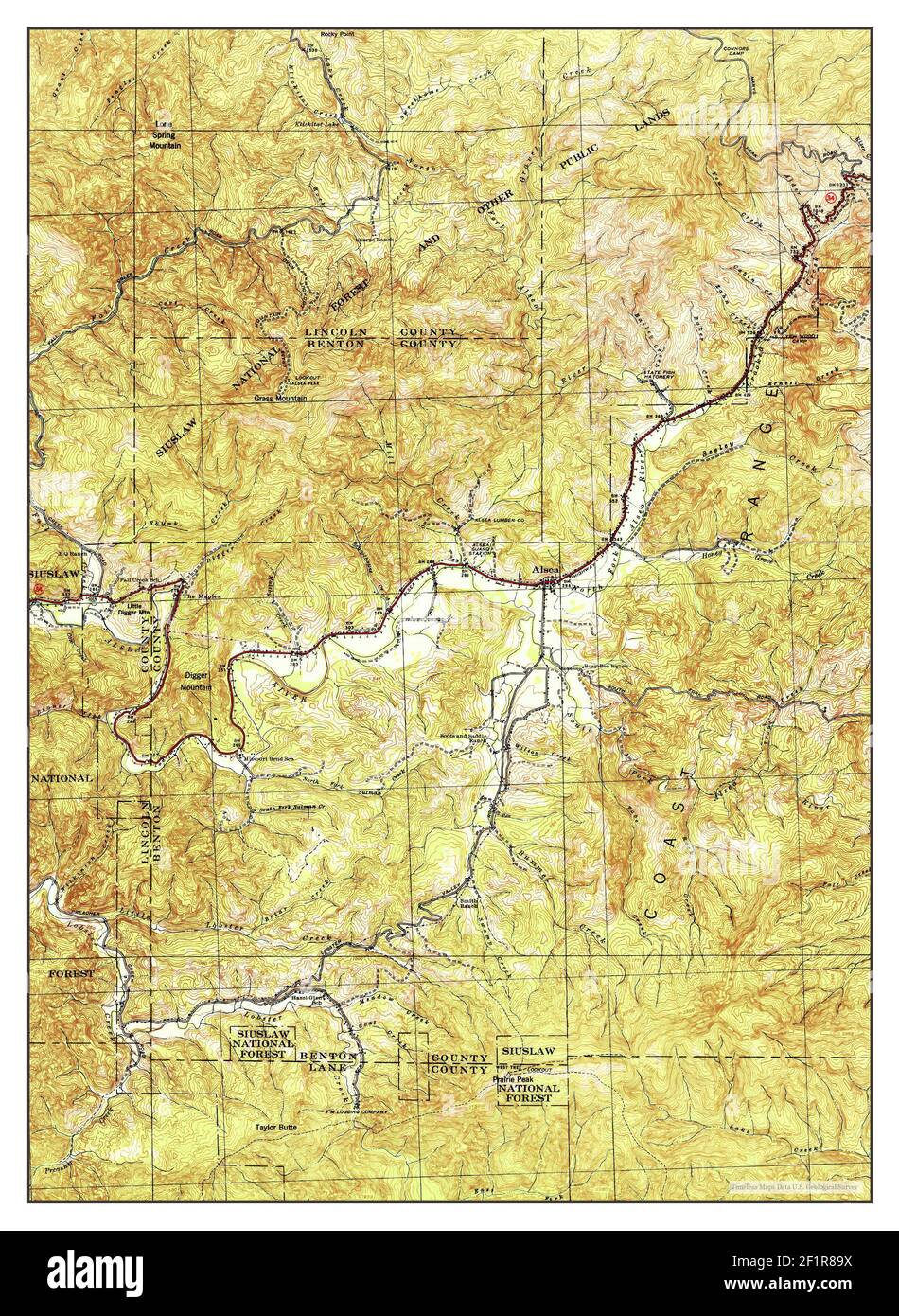 Alsea, Oregon, map 1942, 1:62500, United States of America by Timeless ...