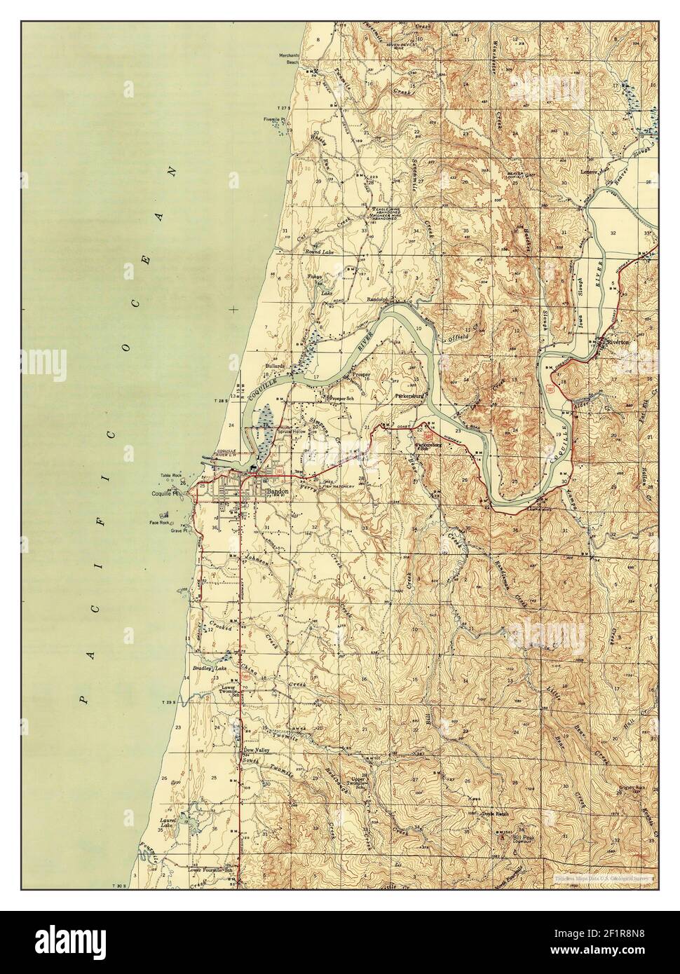 Bandon, Oregon, map 1944, 1:62500, United States of America by Timeless ...