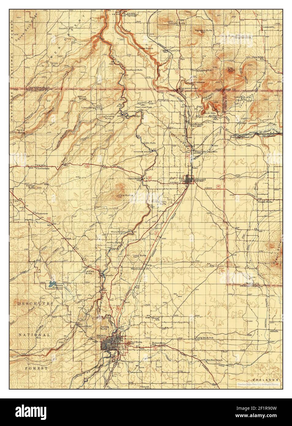 Bend, Oregon, map 1929, 1:125000, United States of America by Timeless ...