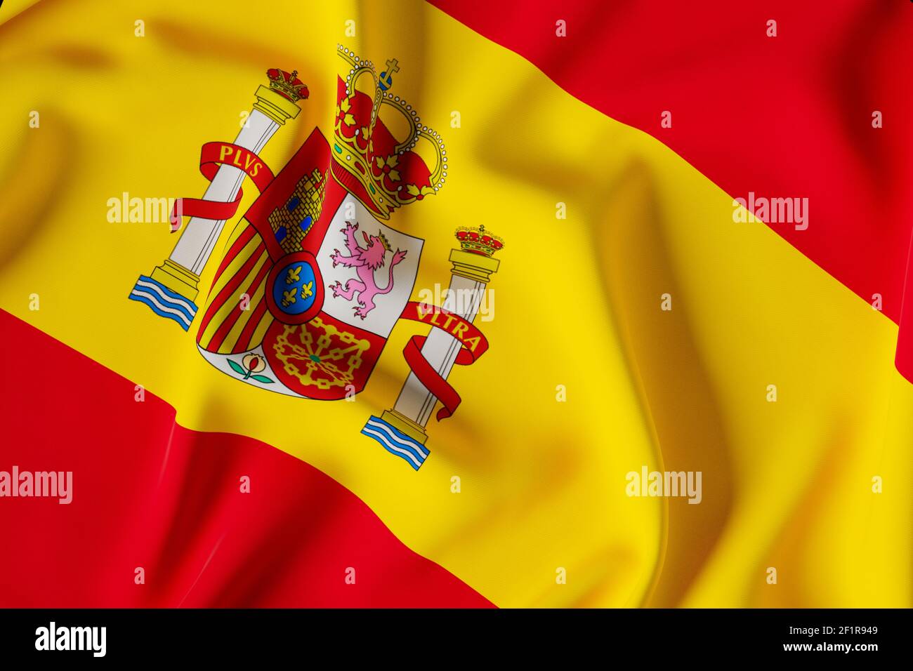 Spain oficcial flag.3d illustration Stock Photo - Alamy