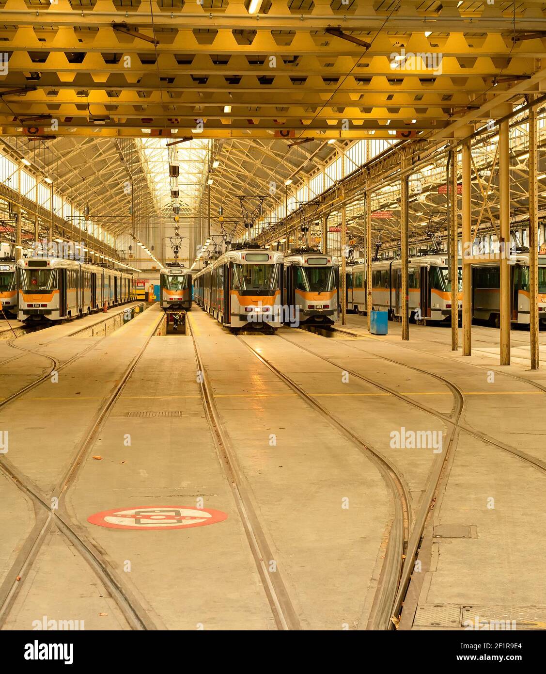 Trams depot, public transport infrastructure Stock Photo - Alamy