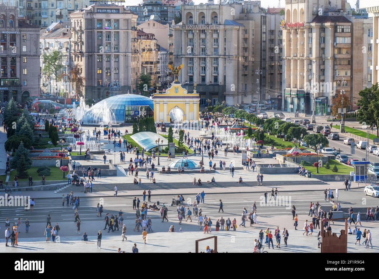 Aerial view of Independence Square - Kiev, Ukraine Stock Photo - Alamy