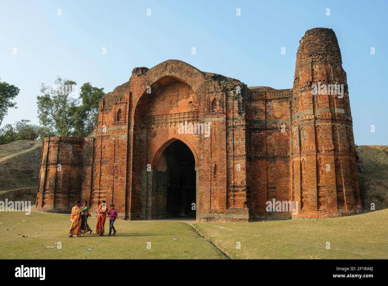 Gour, India - January 2021: Women walking near the Dakhil Darwaza ruins ...