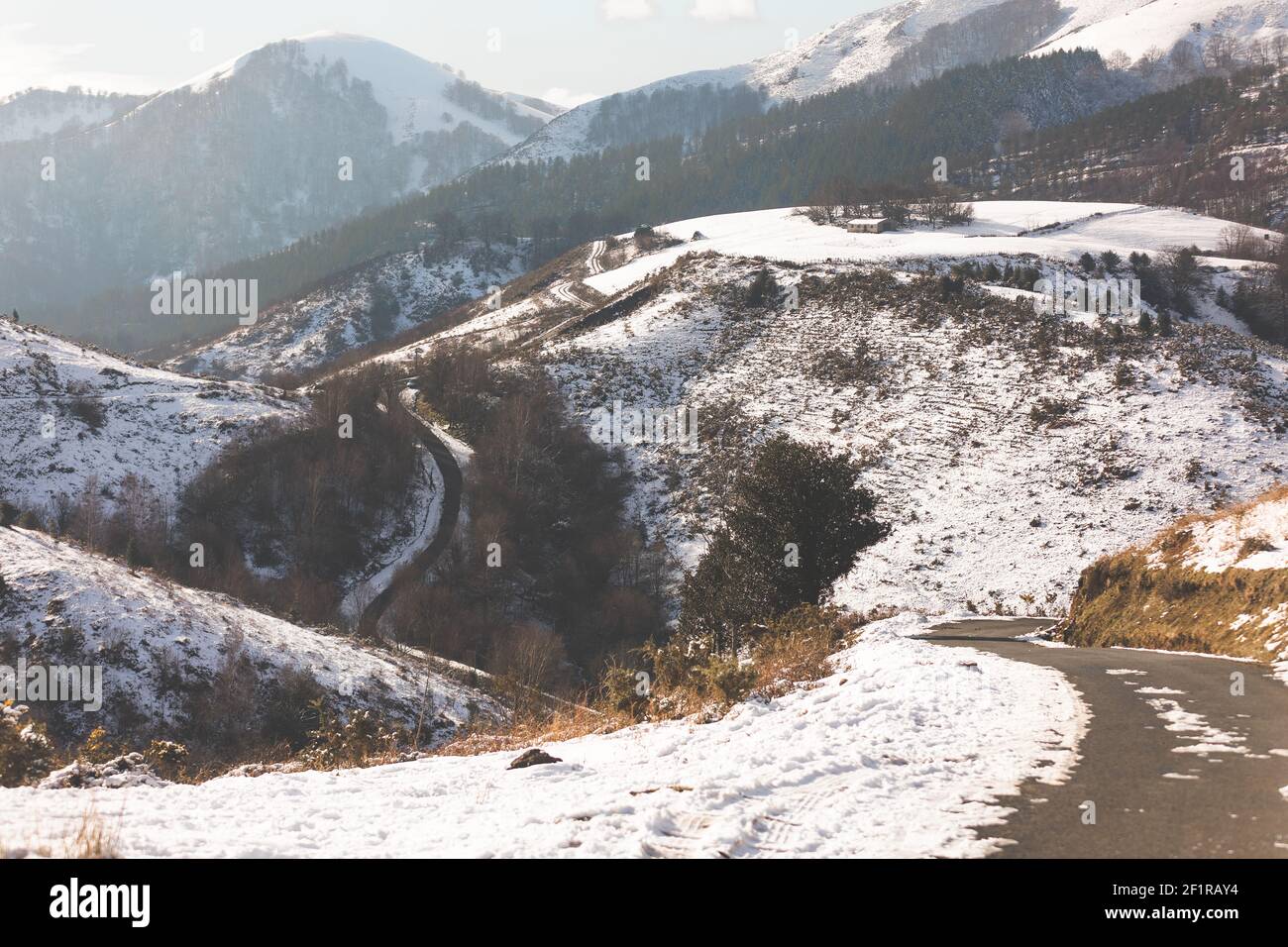 Winter landscpe in the basque mountains Stock Photo - Alamy