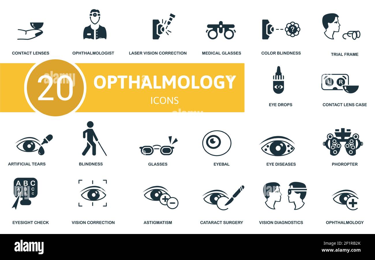 Ophthalmology icon set. Contains editable icons ophthalmology theme such as ophthalmologist ...