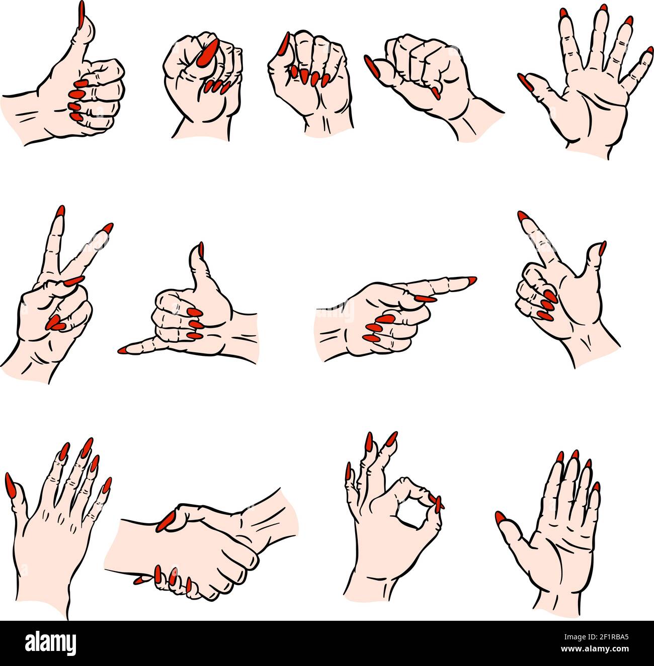 Hand Gesture Signs With Nails Vector Icons Stock Vector Image & Art - Alamy