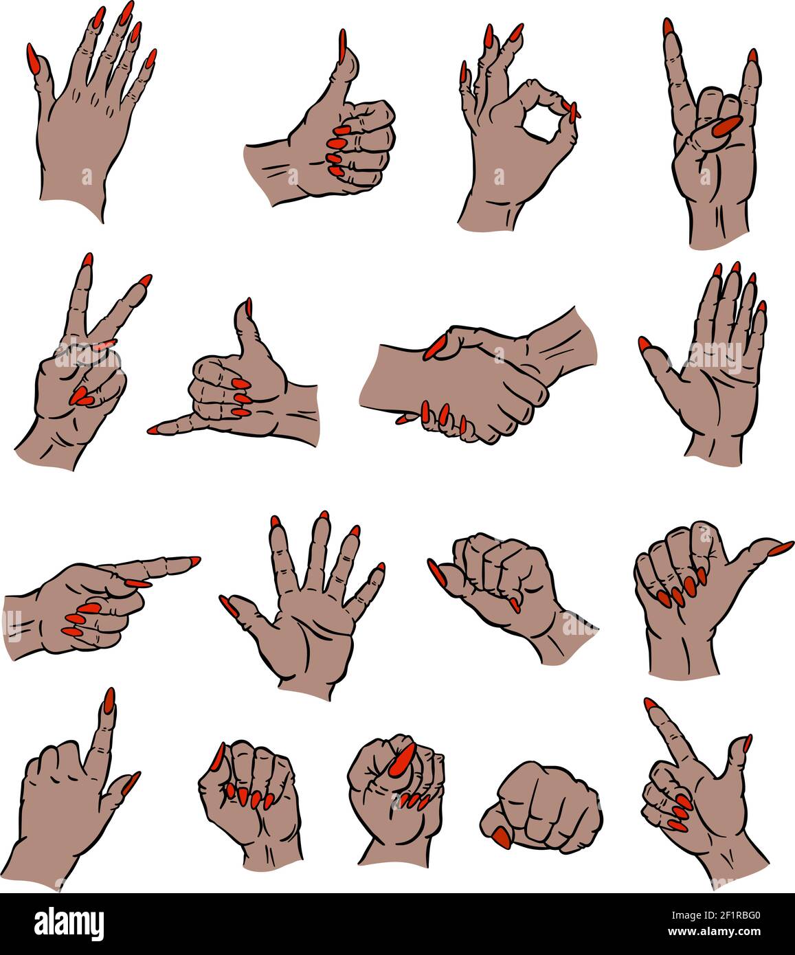 Hand Gesture Signs With Nails Vector Icons Stock Vector Image & Art - Alamy