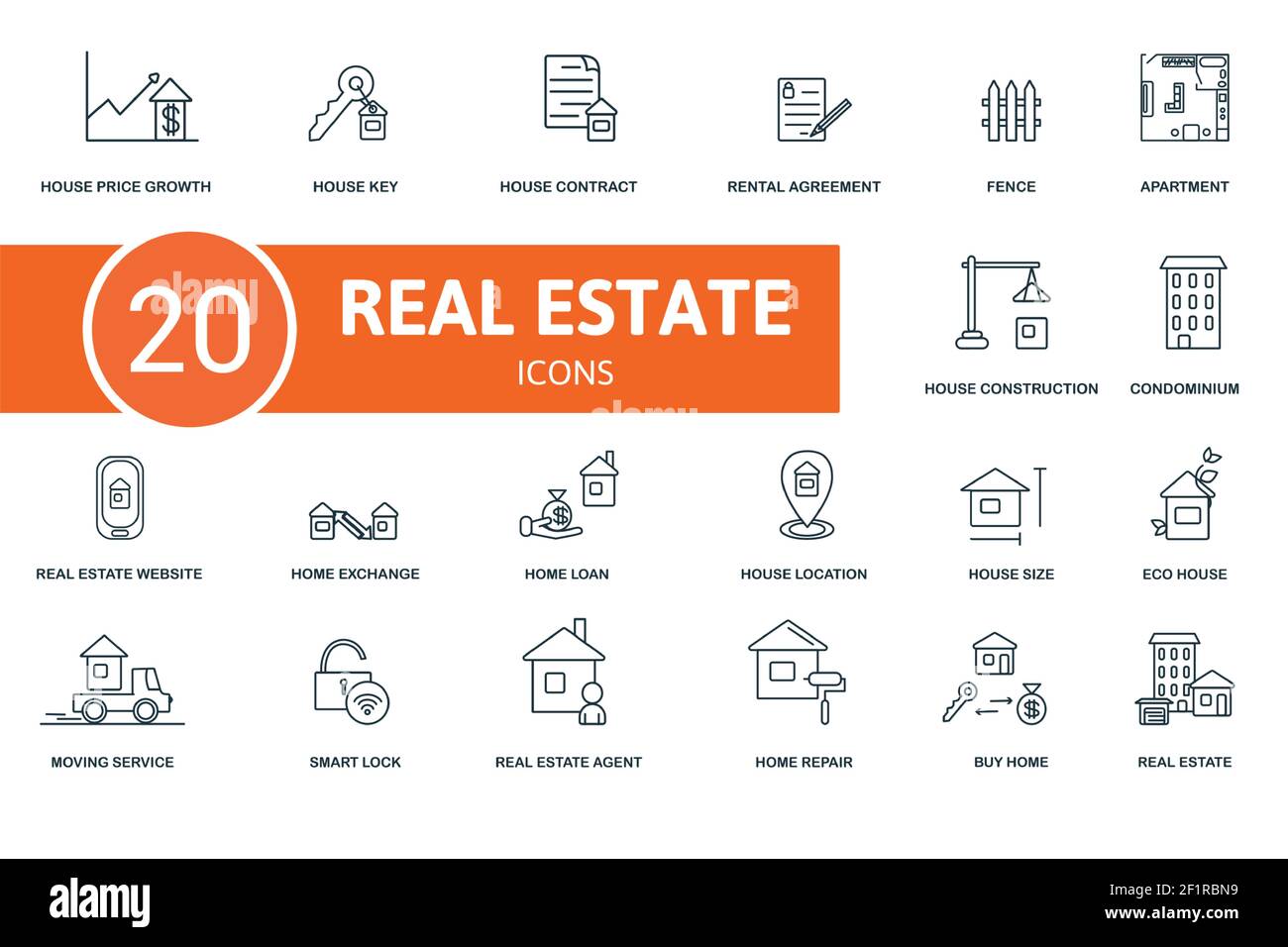 Real Estate icon set. Contains editable icons real estate theme such as ...