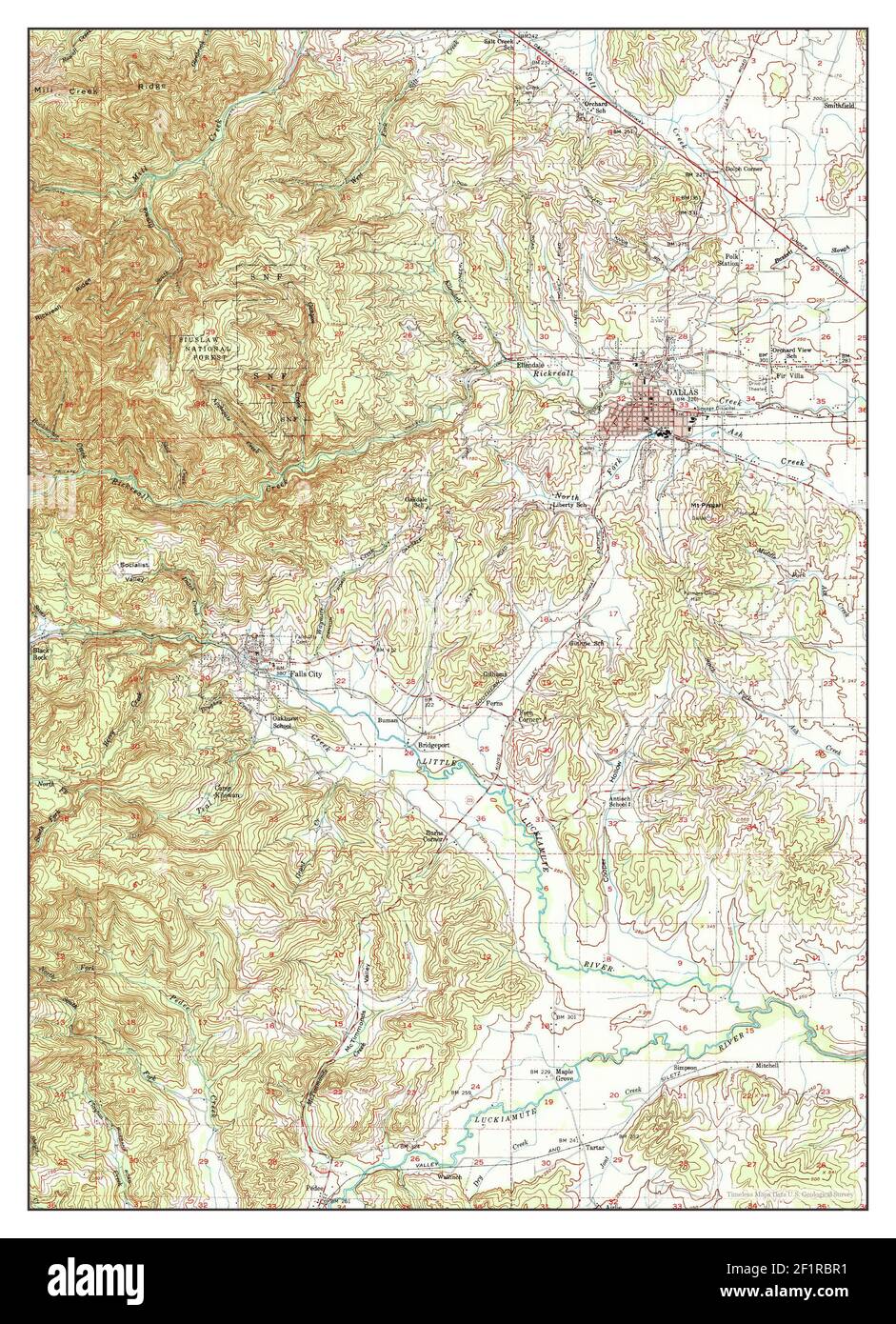 Dallas, Oregon, map 1957, 1:62500, United States of America by Timeless ...