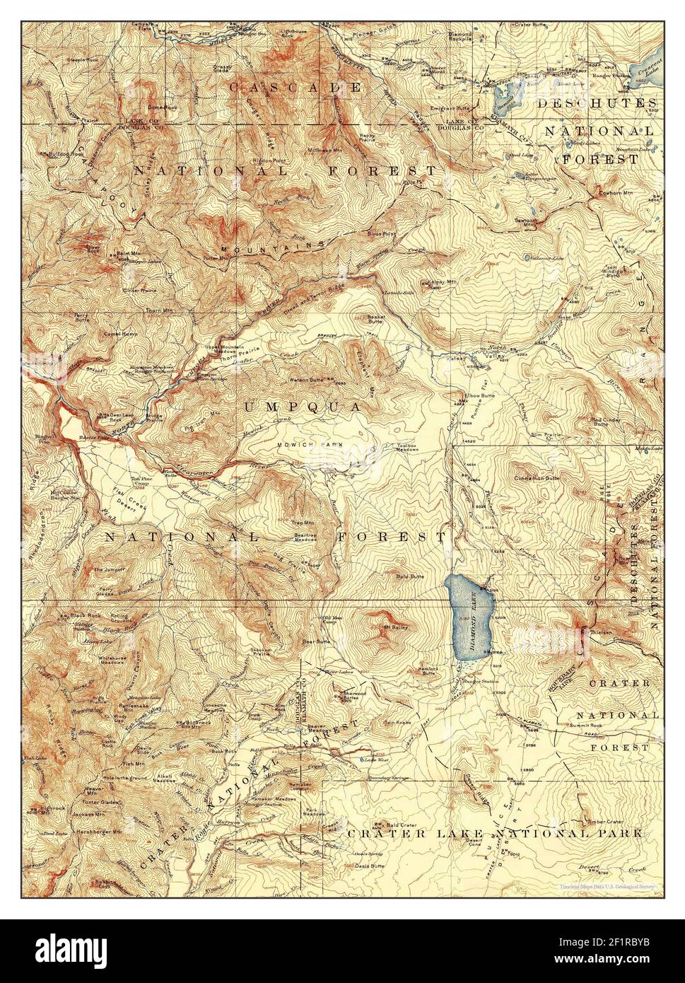 Map of diamond lake oregon Cut Out Stock Images & Pictures - Alamy