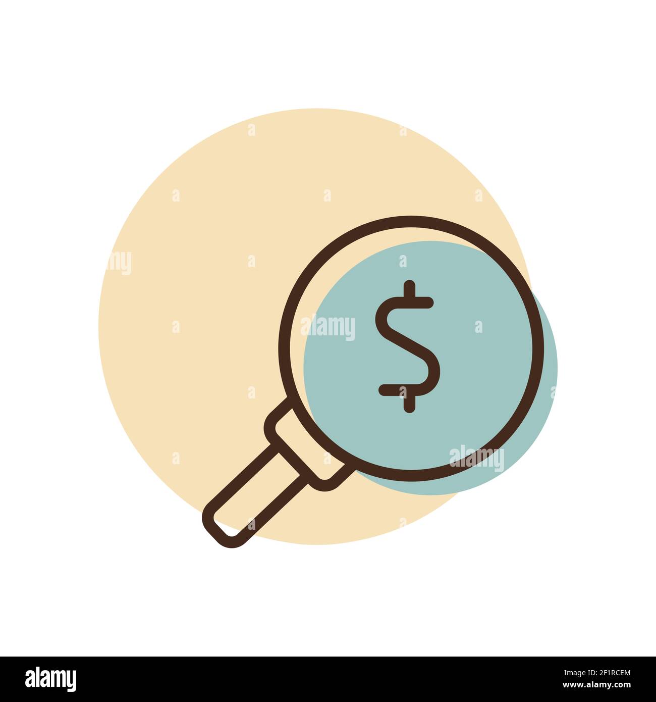 Looking for money. Dollar symbol under a magnifying glass icon vector ...