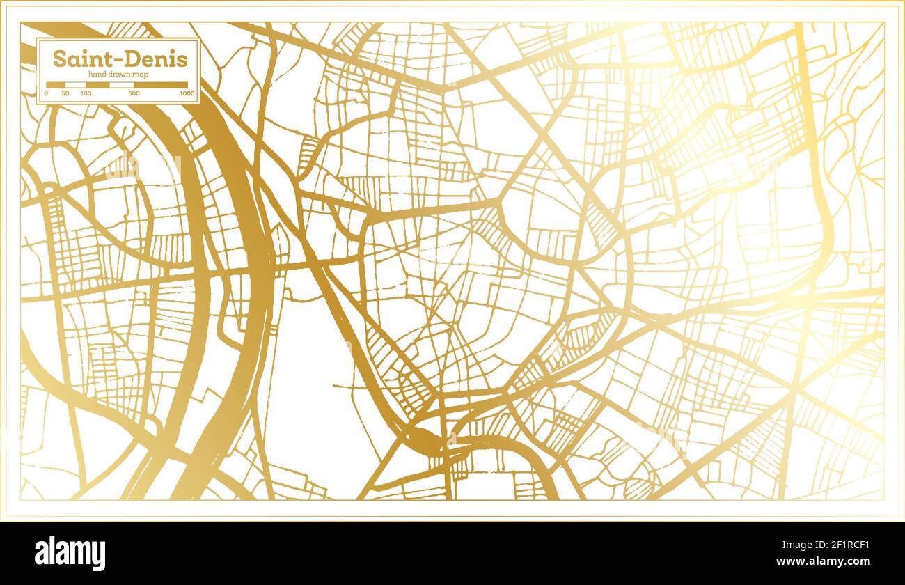 Saint Denis France City Map in Retro Style in Golden Color. Outline Map ...