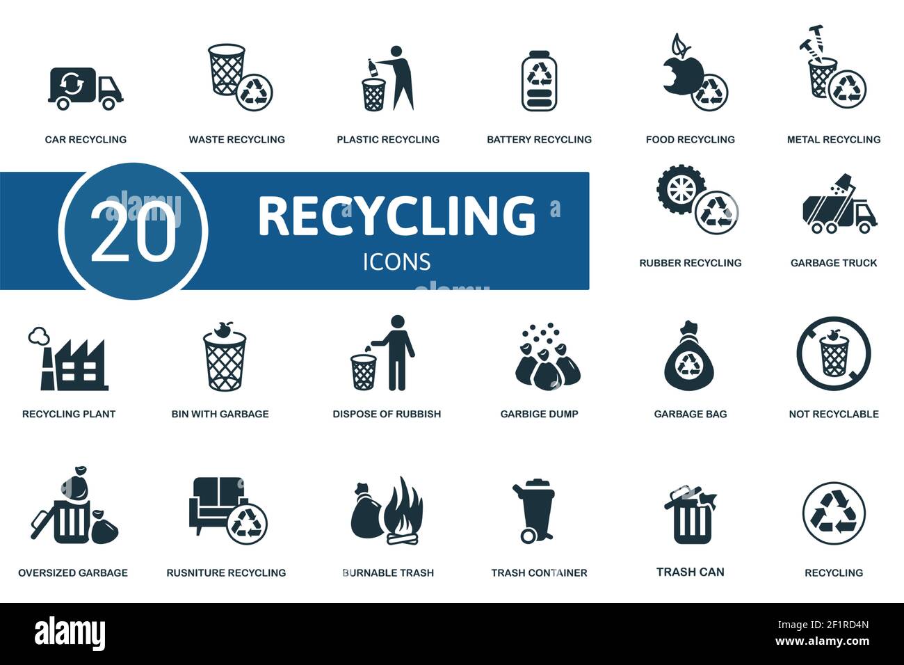 Recycling icon set. Contains editable icons recycling theme such as ...