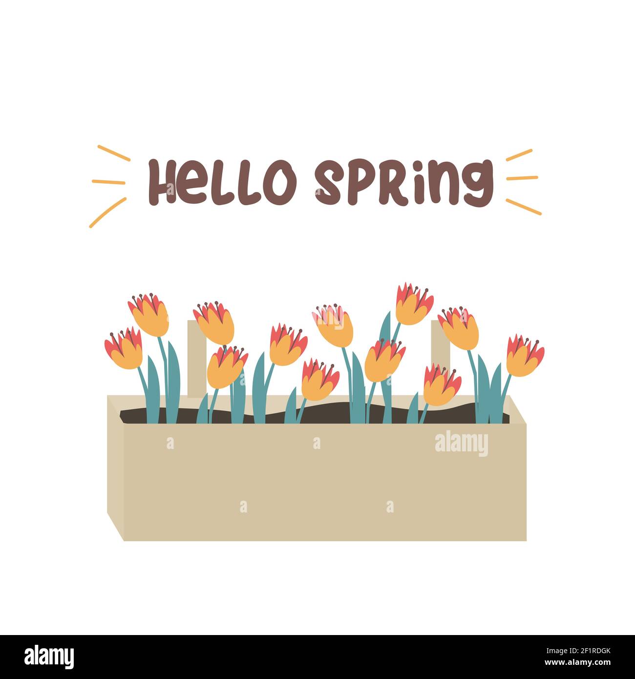 Hello spring box with flowers vector illustration Stock Vector Image ...