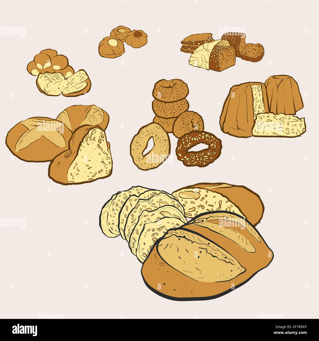 Hand drawn baked goods for wall art and shirts prints Stock Vector ...