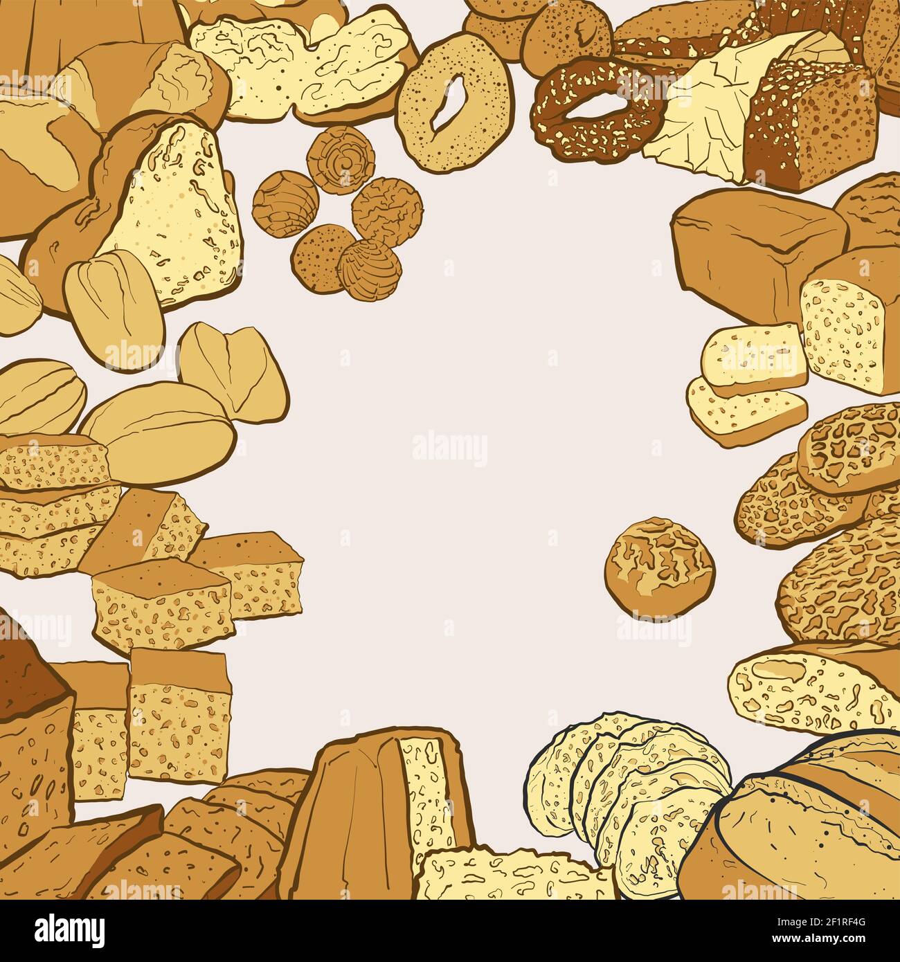 Hand drawn baked goods background for wall art and shirts prints Stock ...