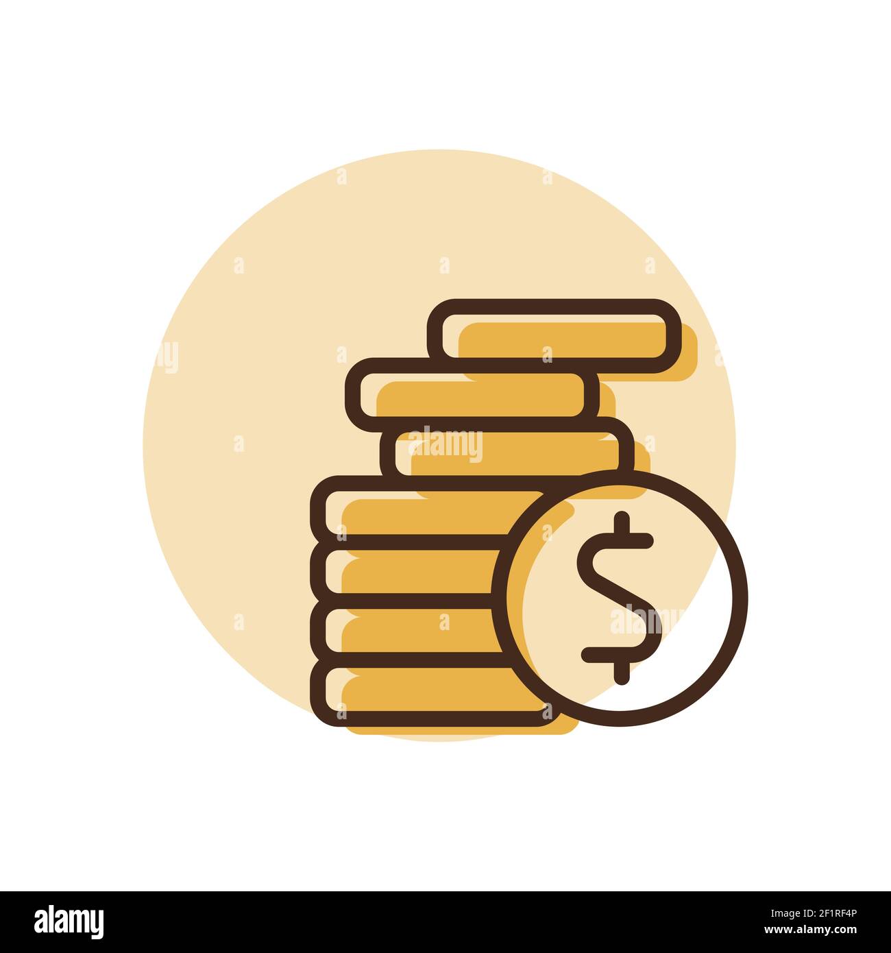 Coins stack outline vector illustration. Money stacked coins icon ...