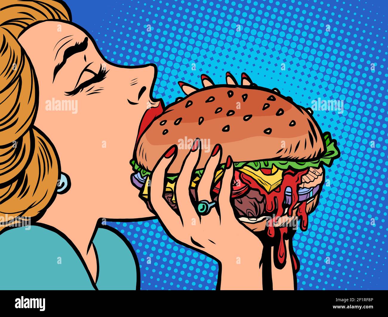 Girl eats too much Stock Vector Images - Alamy
