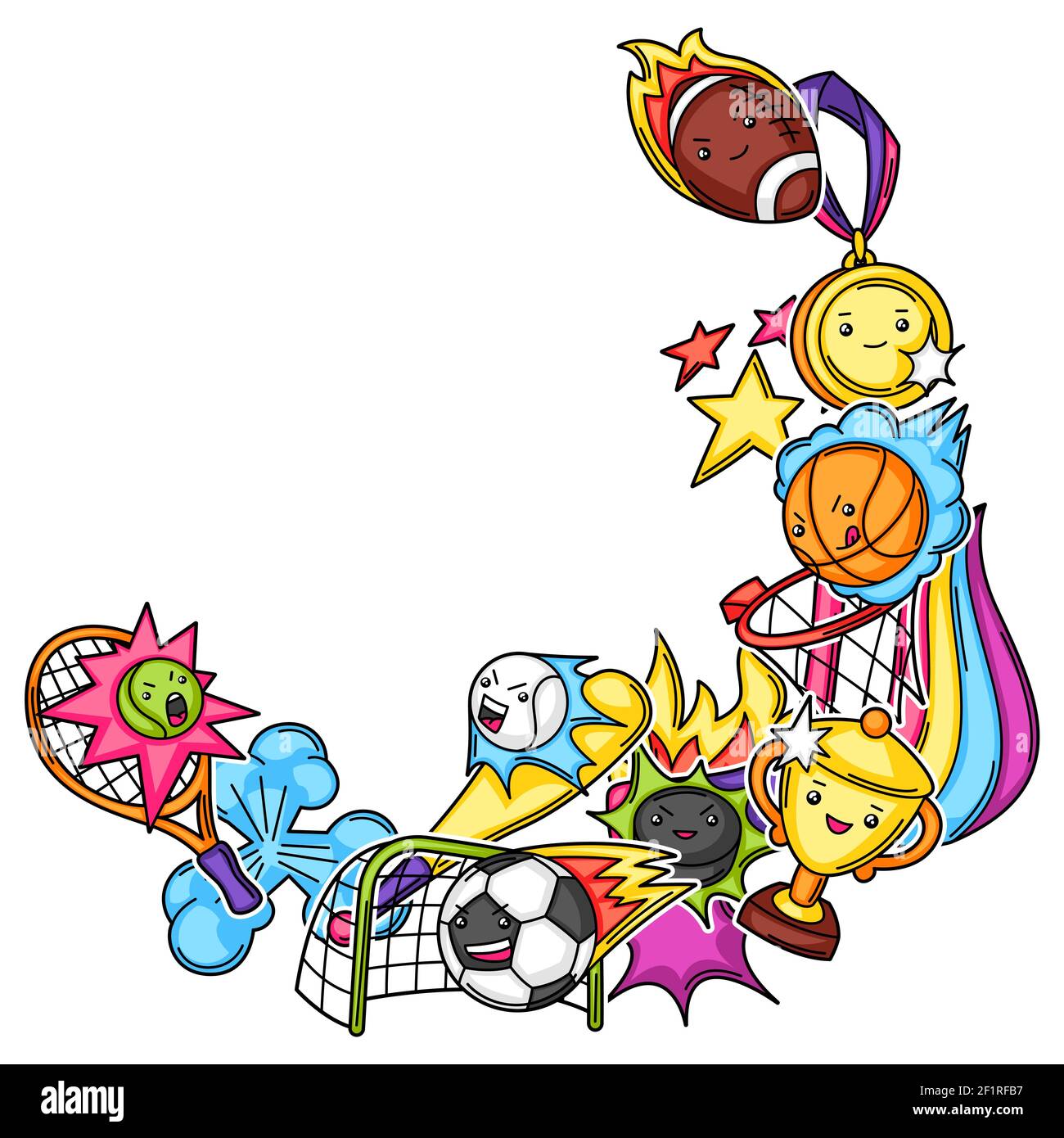 Frame with kawaii sport items Stock Vector Image & Art - Alamy