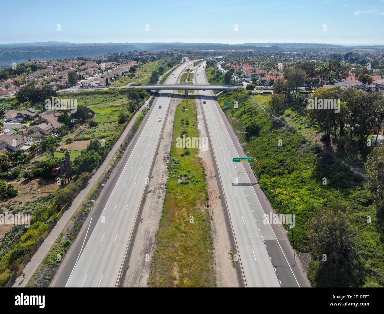 Aerial view of highway, freeway road with vehicle in movement Stock ...
