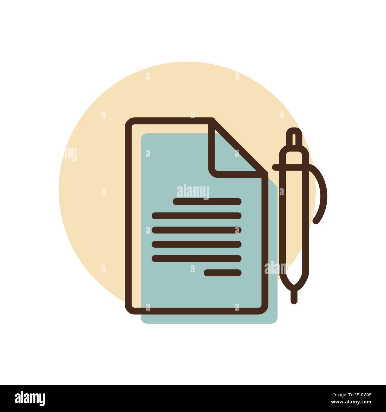 Contract Document With Pencil outline icon. Business sign. Graph symbol ...