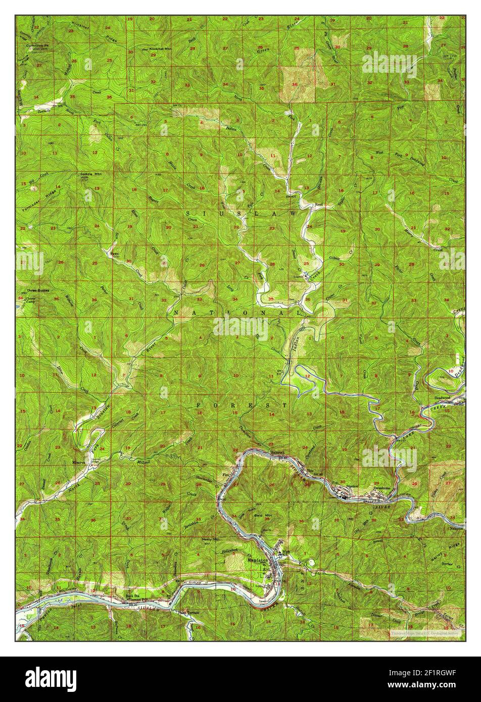 Mapleton, Oregon, map 1957, 1:62500, United States of America by ...